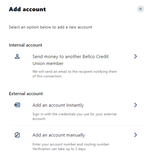 New A2A Transfer Tool - Bellco Credit Union